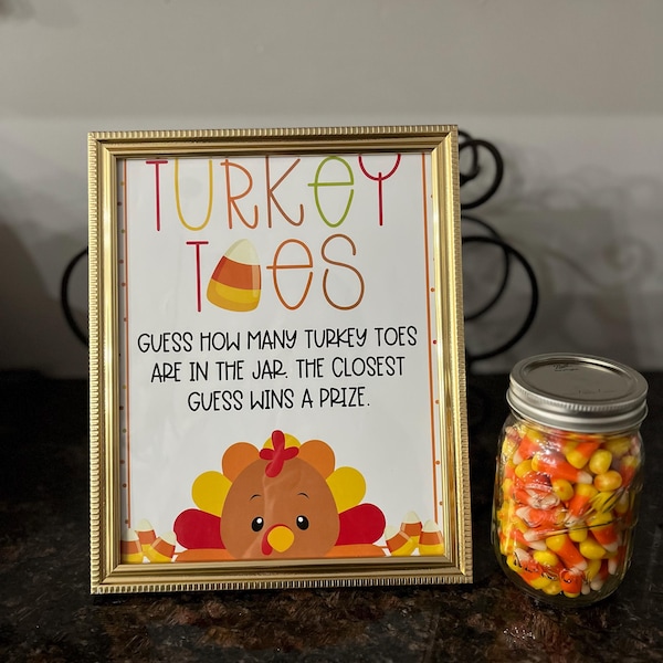 Turkey Toes Guessing Game Printable, Thanksgiving Party Game, Fall ...