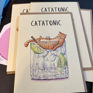 Catatonic Card Ginger Cat Card Funny Cat Card Cute Cat Card Cat Mom ...
