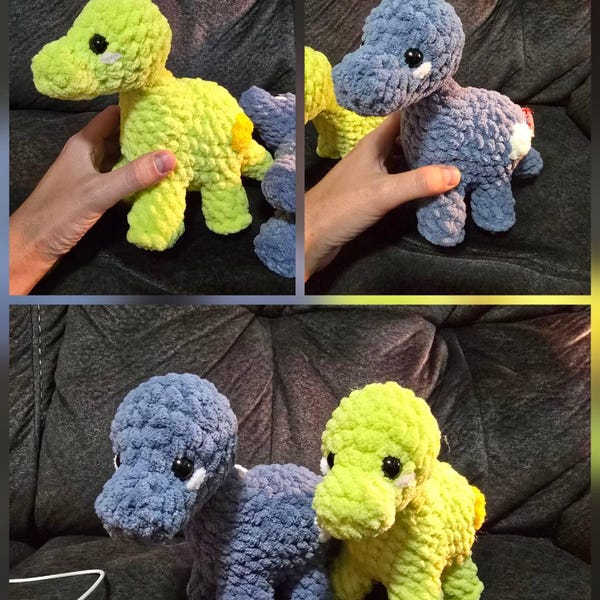 Mini Brontosaurus Crochet Pattern – Low Sew Dinosaur Amigurumi PDF by ...
