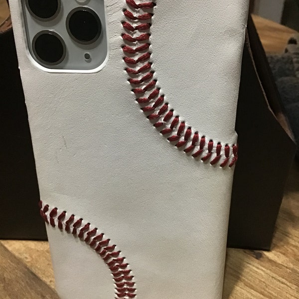Leather Baseball iPhone Case / Raised Red Hand Stitching / Gift for ...