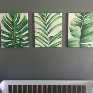 Set of 3 Tropical Leaf Print, Botanical Wall Art, Monstera Leaf, Banana ...