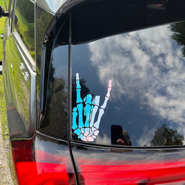 Holographic Skeleton Hand Car Decal, Rock on Car Decal, Skull Decal ...