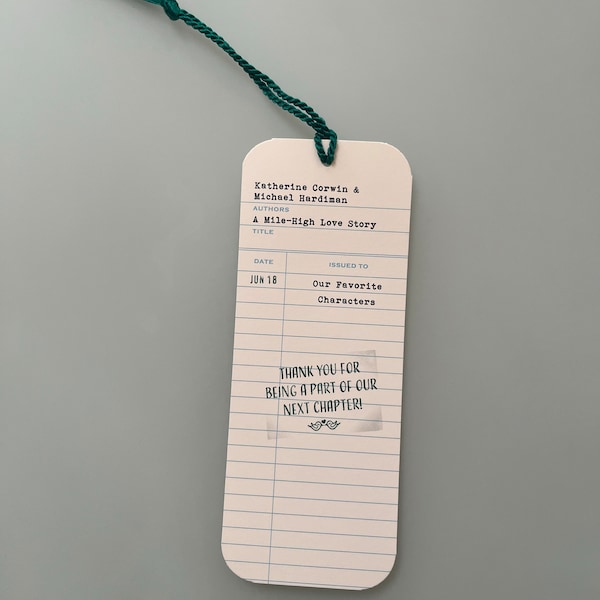 Personalized, Library Check-out Card Wedding Bookmark Favors - Etsy