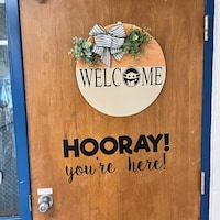 HOORAY You're Here Classroom Door Vinyl Wall Decal School Elementary ...