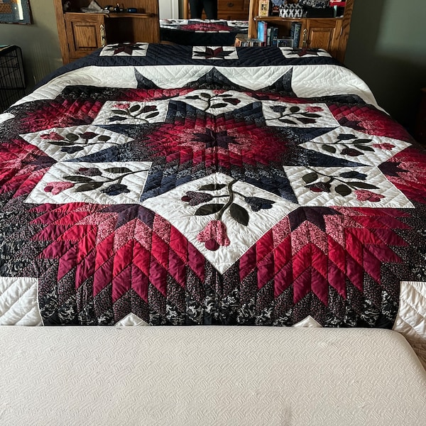 King Size, Snow Flake, Amish Quilt, Amish Handstitched Quilt, Handmade ...