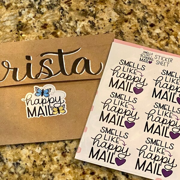 Smells Like Happy Mail Sticker SVG, Wax Melt Printable Stickers, Candle ...