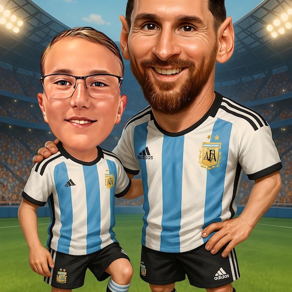 Messi Custom Portrait, Messi Caricature, Football Gifts, Personalized ...