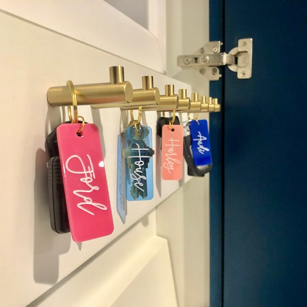 Colorful Rectangle Keychain | Back to School | Custom Calligraphy Name ...