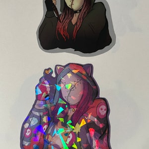 Old Animation Style Alice and Red Queen Sticker Holographic Waterproof ...