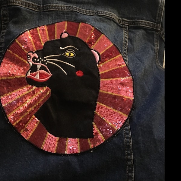 Panther Embroidered Applique Patch ,iron on Patch,sequin Panther ...