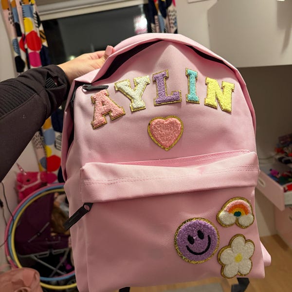 Custom Nylon Backpack: Chenille Letter Patches, Personalized Travel Bag ...