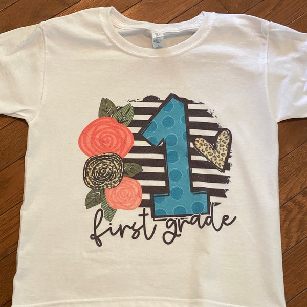 Back to School, First Grade Leopard & Turquoise Clipart, PNG File for ...