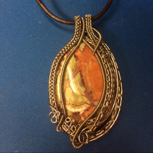 Crystal Skull Pendant Swarovski Astral Orange Wire Wrapped Copper Wire ...