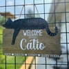 Hand Painted Welcome to the Catio Sign, Wood Cat Shaped Sign, Hanging ...