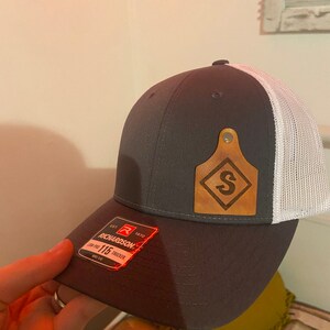 YOUR BRAND Leather Ear Tag Trucker Hat Personalized With - Etsy