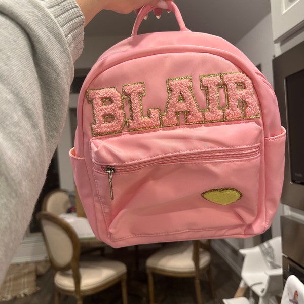 Custom Nylon Mini Backpack With Chenille Letters Personalized Backpack ...