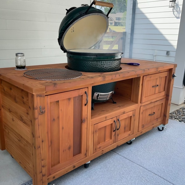 Custom Outdoor Grill Islands, Grill Tables & Carts Made for Big Green ...