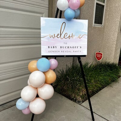 Printable Welcome Sign Pink Blue Watercolour Gender Reveal Party ...