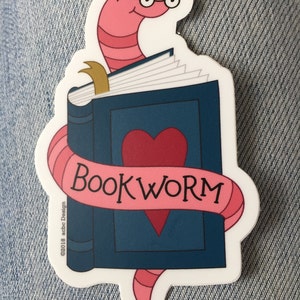 Bookworm Vinyl Sticker / Reader Gift / Laptop Sticker / - Etsy