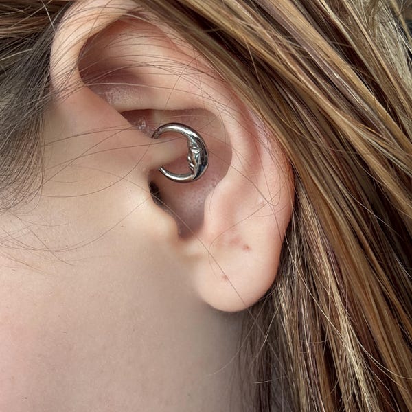 16G TITANIUM Moon Daith Ring/cartilage Earring/rook Earring/daith ...