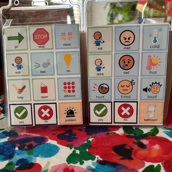 Double Sided Core Communication Board for Lanyard: AAC Visual Support ...