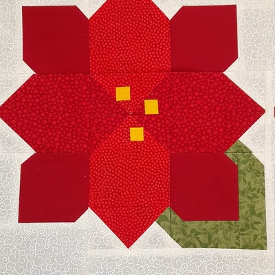 Christmas Poinsettia Flower Quilt Block PDF Pattern Includes ...