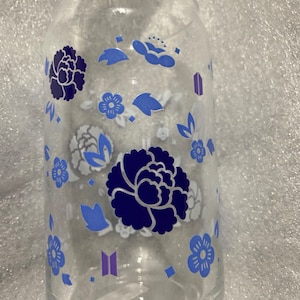 Suga Agust D Lotus Flower Can Glass With UV Printed Design 16 Oz 473 Ml ...