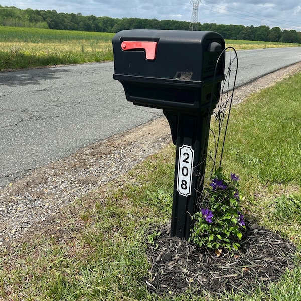 Black Mailbox With White Vinyl Post, Decorative Base, and New England ...