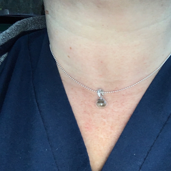 Glass Ball Pendant W/ Sterling Silver Loop Caps (.925/miniature/small ...