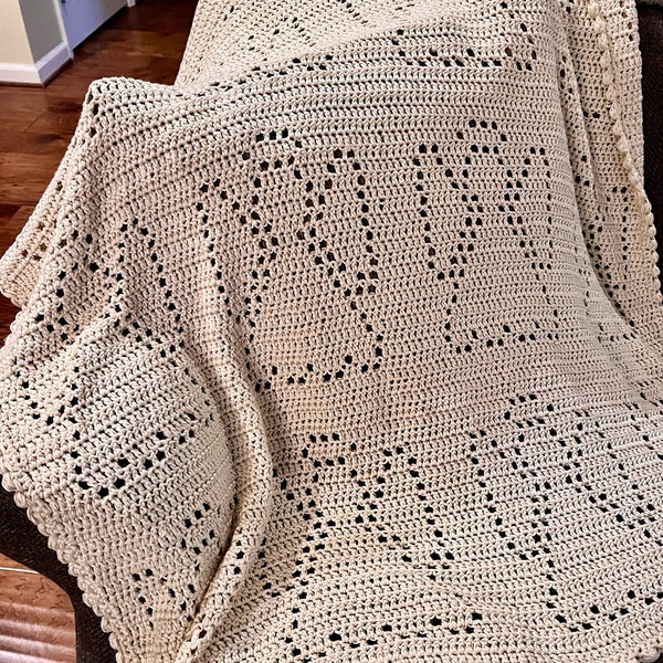 Crochet Angel Blanket Pattern | Angel Filet Crochet Pattern | Religious ...