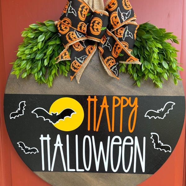 Halloween Front Door Decor | Happy Halloween | Halloween Door Sign ...