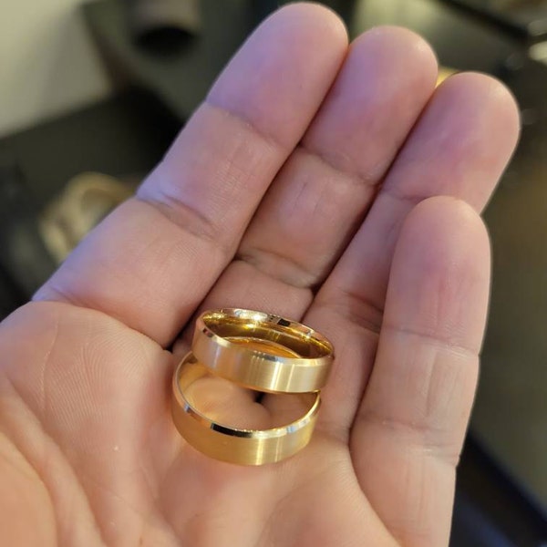 14k Matte Yellow Gold Wedding Band – Beveled Edge Comfort Fit - Etsy