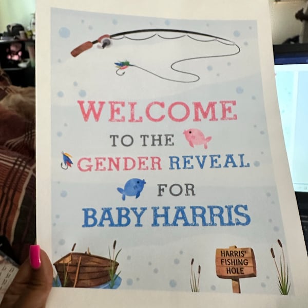Editable Fishing Gender Reveal Welcome Sign, Fish-he or Fish-she Poster ...