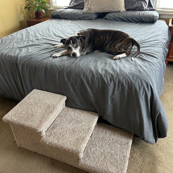 Dog Stairs, Dog Steps for Beds, 15"h X 17"w X38"d, Beautiful Plush ...