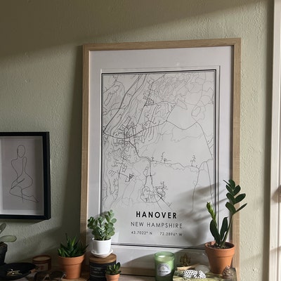 Hanover Map Print Poster Canvas New Hampshire Map Print - Etsy