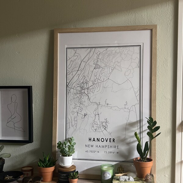 Hanover Map Print Poster Canvas | New Hampshire Map Print Poster Canvas ...