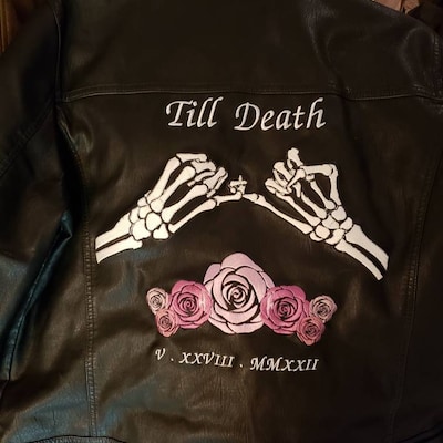 Till Death Do Us Part Black Bride Leather Jacket Bridal Cover up Black ...