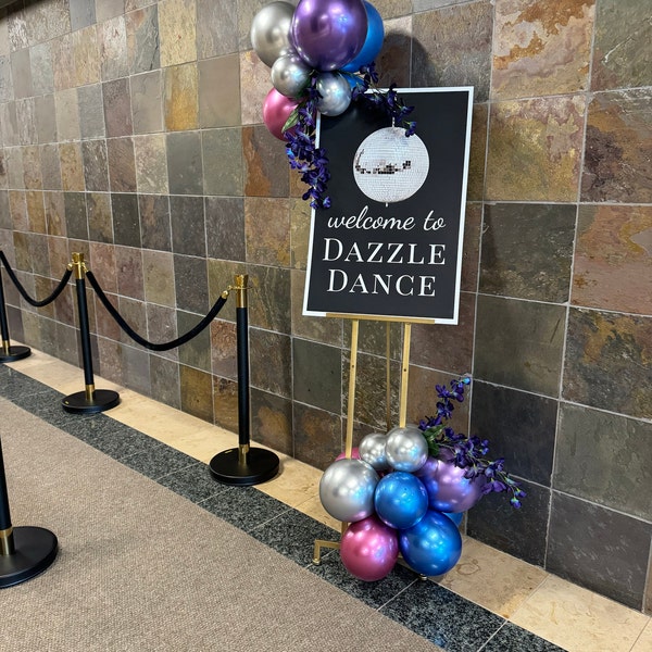 Silver Disco Party Welcome Sign Template | Disco Ball Dance Birthday ...