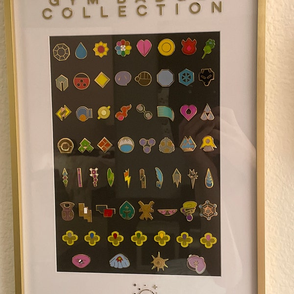 Framed Collection Complete Pokemon Badges Kanto/johto/hoenn/sinnoh ...