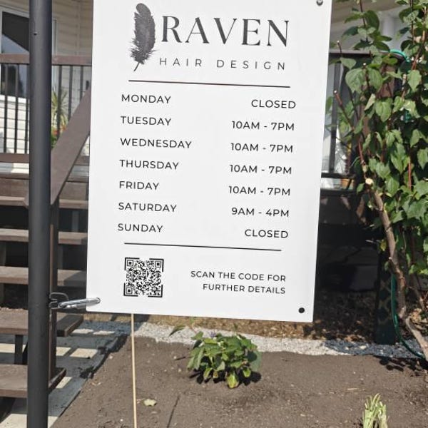 Custom Printed Acrylic Business Hours Sign, Personalised Shop Opening ...