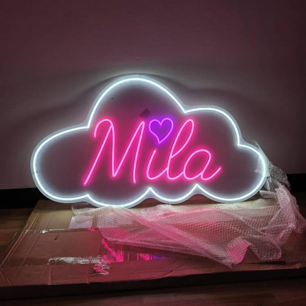 Custom Cloud Name Neon Sign, Personalized Girl Baby Kid's Room LED Neon ...