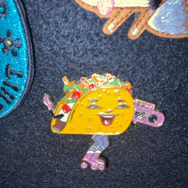 Taco Skate, Soft Enamel Pin With Glitter! - Etsy