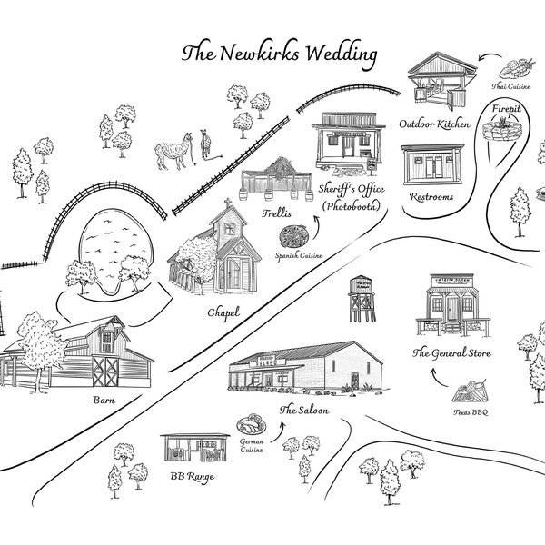 Custom Wedding Map Illustration - Etsy