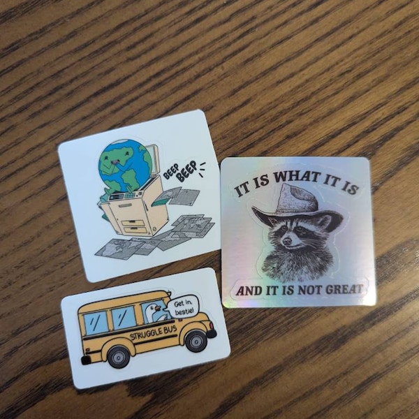 Struggle Bus Sticker, Funny Stickers, Anxiety Retro Therapy, Mental ...