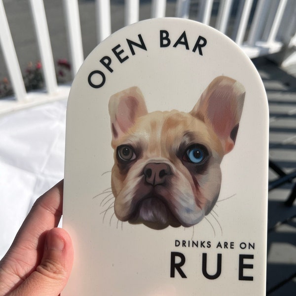 Minimalist Open Bar Sign, Drinks Are on Me, Drinks Are on Us, Dog of ...