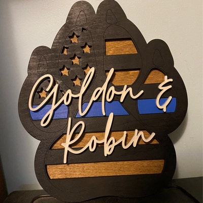 Police K9 Paw Print Sign, Thin Blue Line K9 Sign, Law Enforcement Decor ...