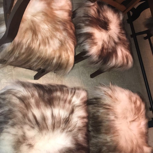 Sheepskin Stool Cover Chair Cover Furry Stool Scandinavian Decor Seat ...