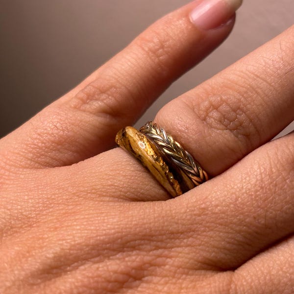 Tennessee Whiskey Barrel Spiral Grain Wood Ring With Crushed Turquoise ...