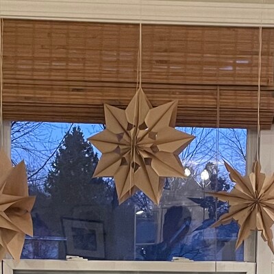 Kraft Paper Star Snowflakes Set of 3/handmade, Paper Ornament/paper Bag ...