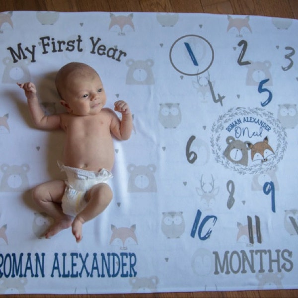 Baby Milestone Blanket Monthly Milestone Blanket Baby Growth Gift ...